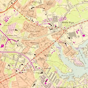 Essex Map of Middleborough Maryland Art Print Wall Decor LARGE ...