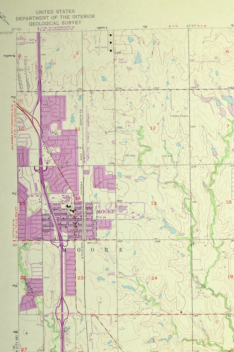 Moore Map of Taylor Oklahoma Art Print Wall Decor Large | Etsy