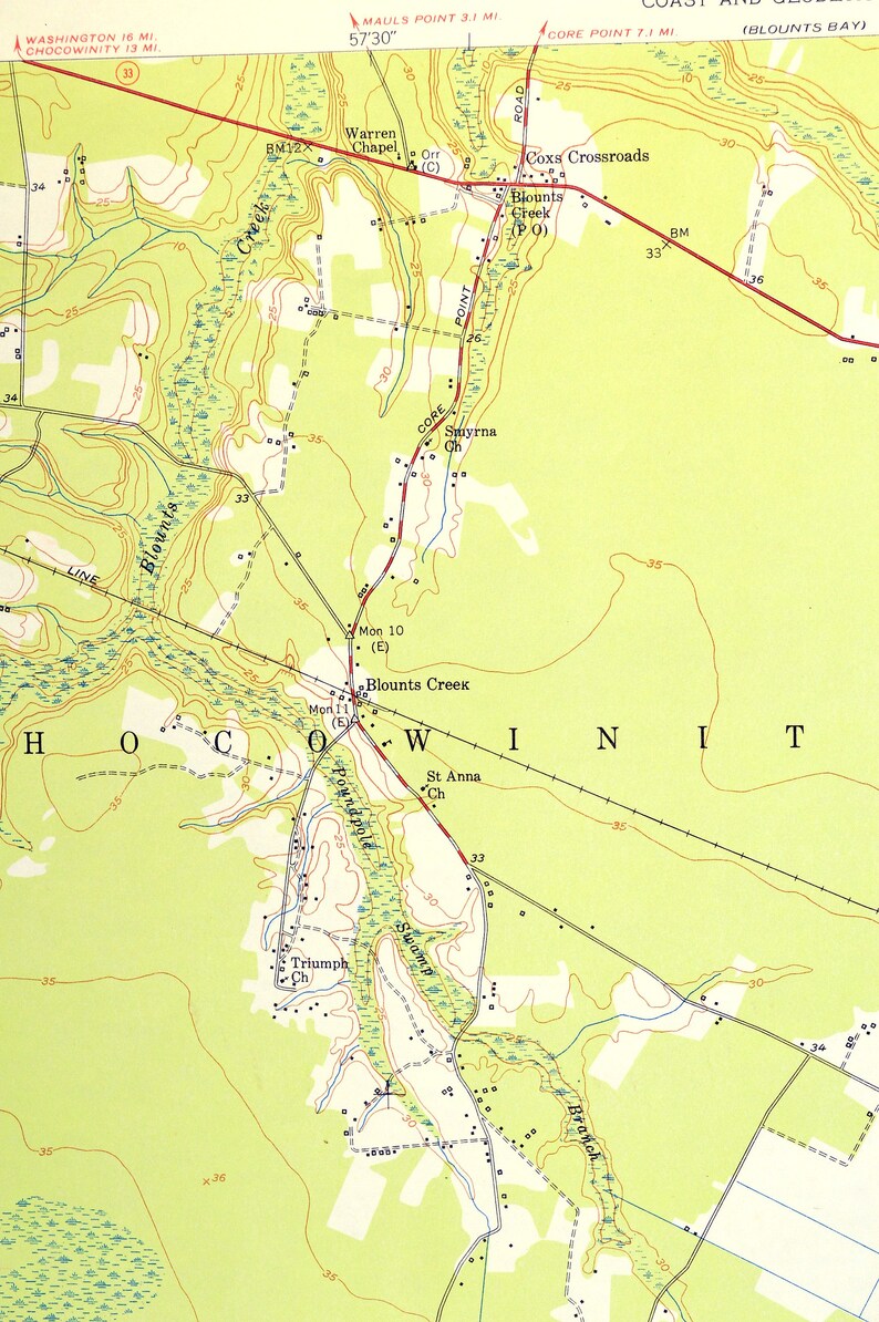 Edward Map of Cox Crossroads North Carolina Art Print Wall - Etsy