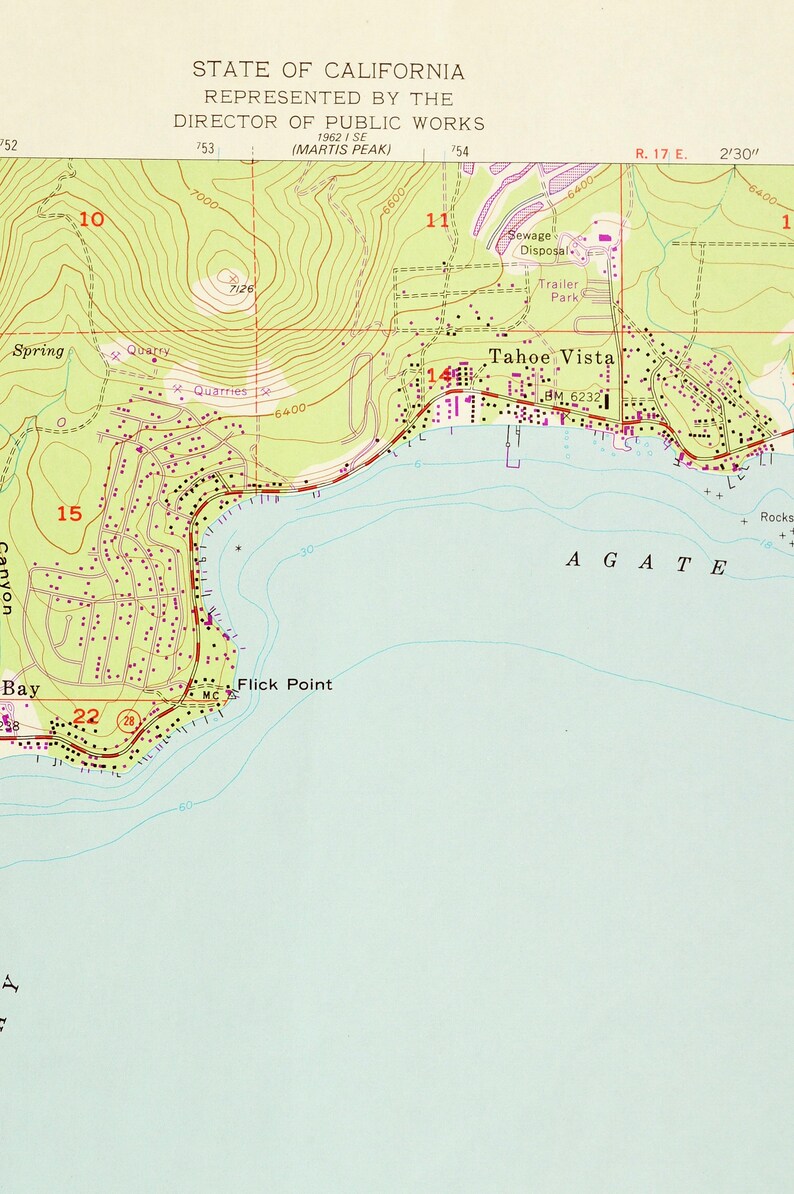 Tahoe National Forest Map of Kings Beach California Art Print - Etsy