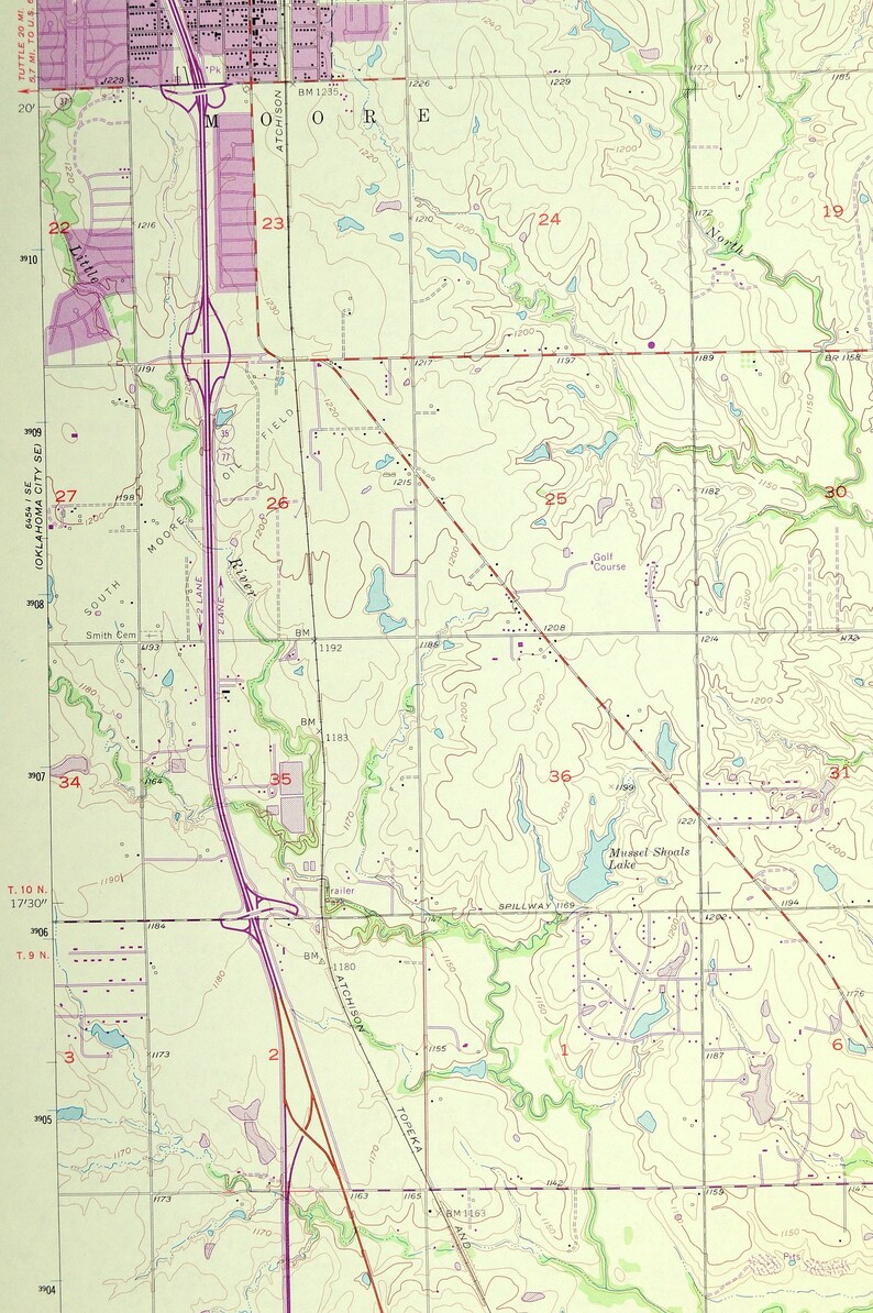 Moore Map of Taylor Oklahoma Art Print Wall Decor Large | Etsy