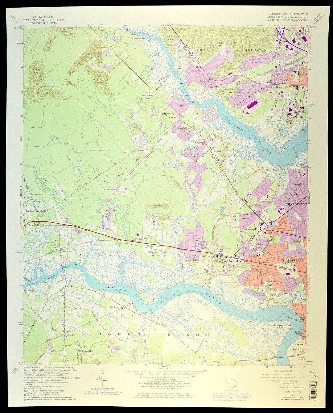 North Charleston Map of Charleston Air Force Base South Carolina Art ...