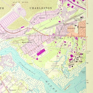 North Charleston Map of Charleston Air Force Base South Carolina Art ...