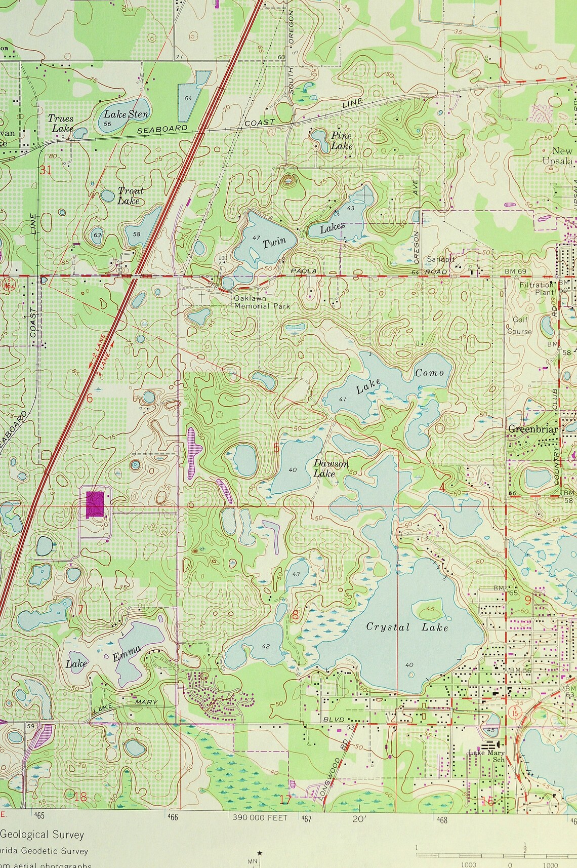 Sanford Map of Lake Monroe Florida Art Print Wall Decor LARGE - Etsy