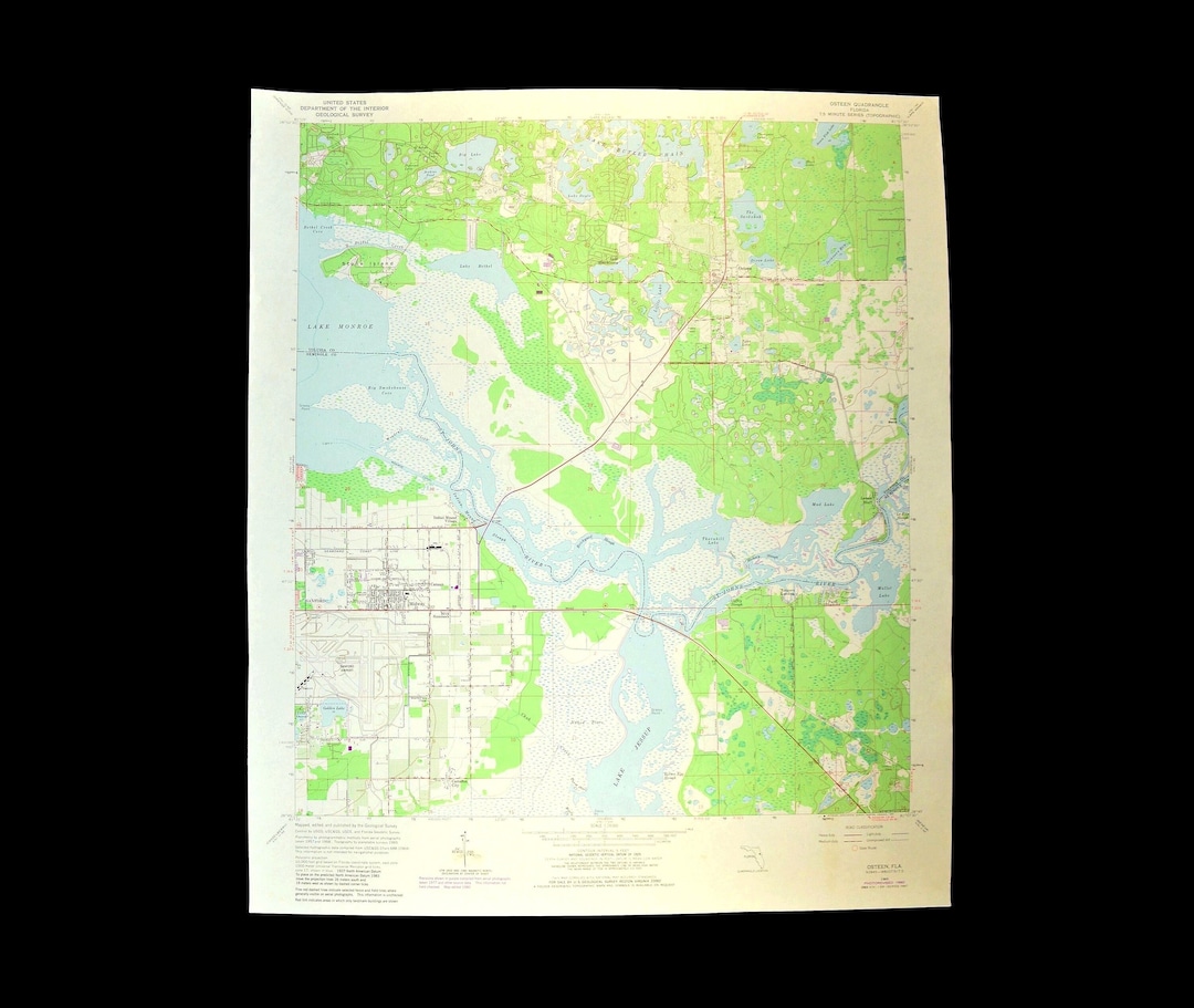 Osteen Map of Midway Florida Wall Art LARGE Topographic Survey Canaan ...