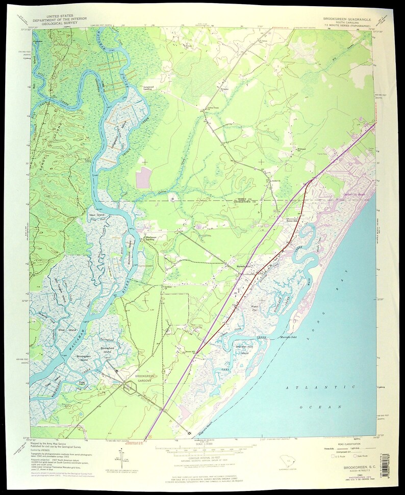 Brookgreen Gardens Map of Murrells Inlet South Carolina Art - Etsy