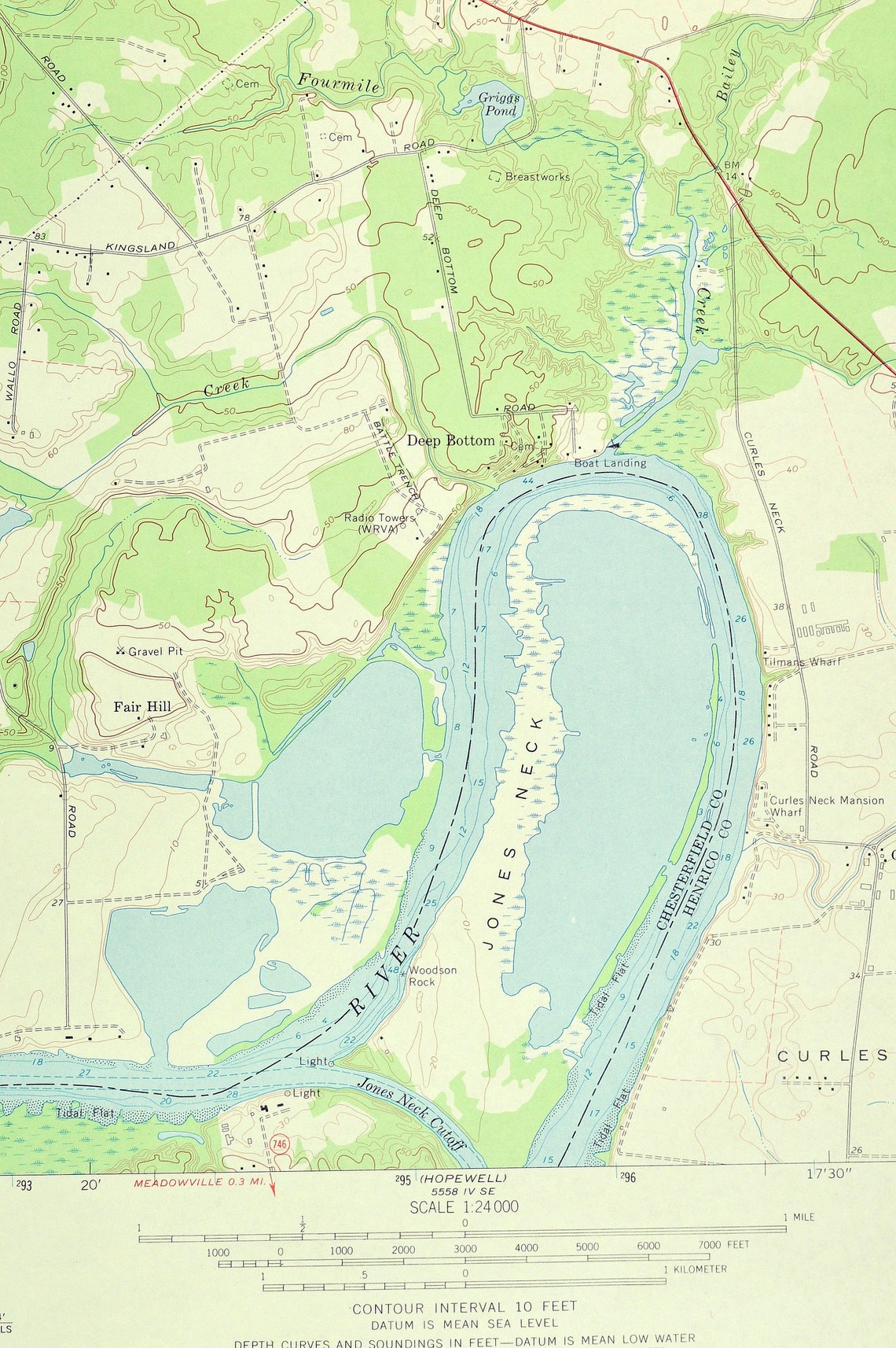Varina Map of Fort Lee Virginia Print Wall Art Decor LARGE | Etsy
