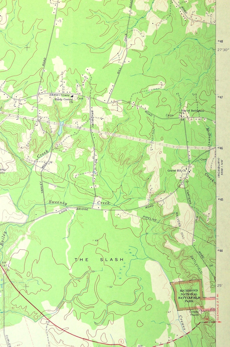 Varina Map of Fort Lee Virginia Print Wall Art Decor LARGE | Etsy