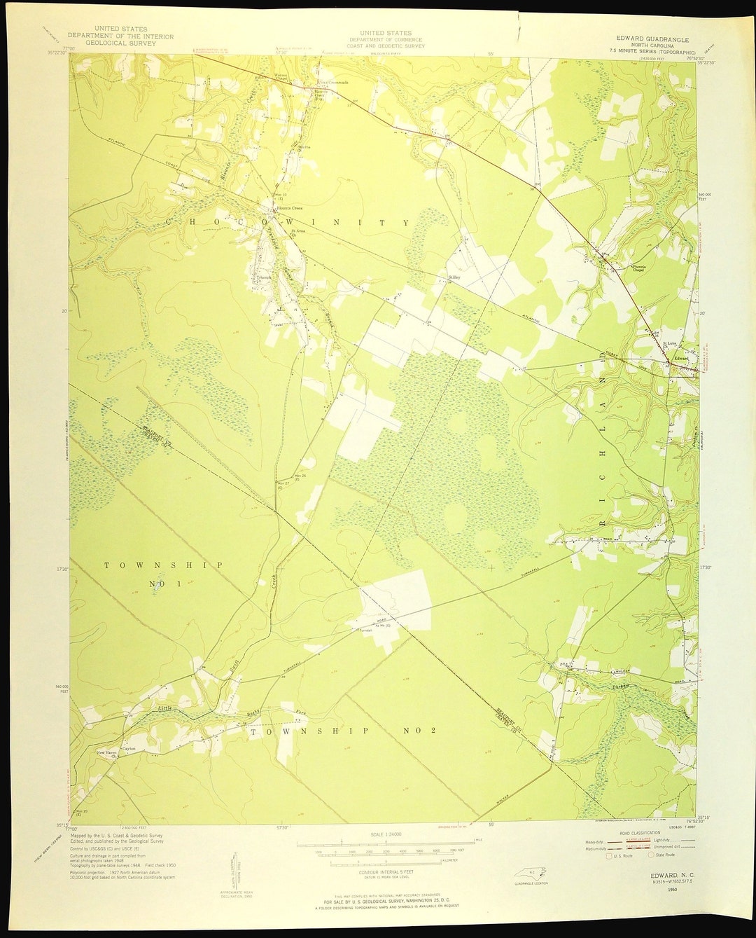 Edward Map of Cox Crossroads North Carolina Art Print Wall - Etsy