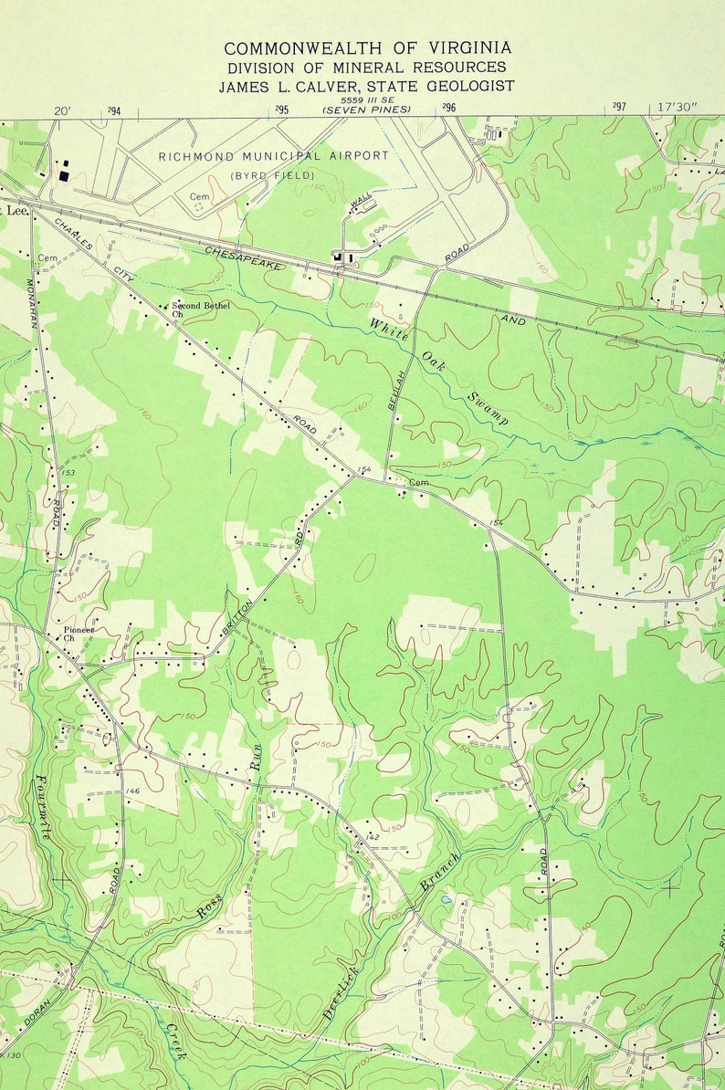 Varina Map of Fort Lee Virginia Print Wall Art Decor LARGE | Etsy