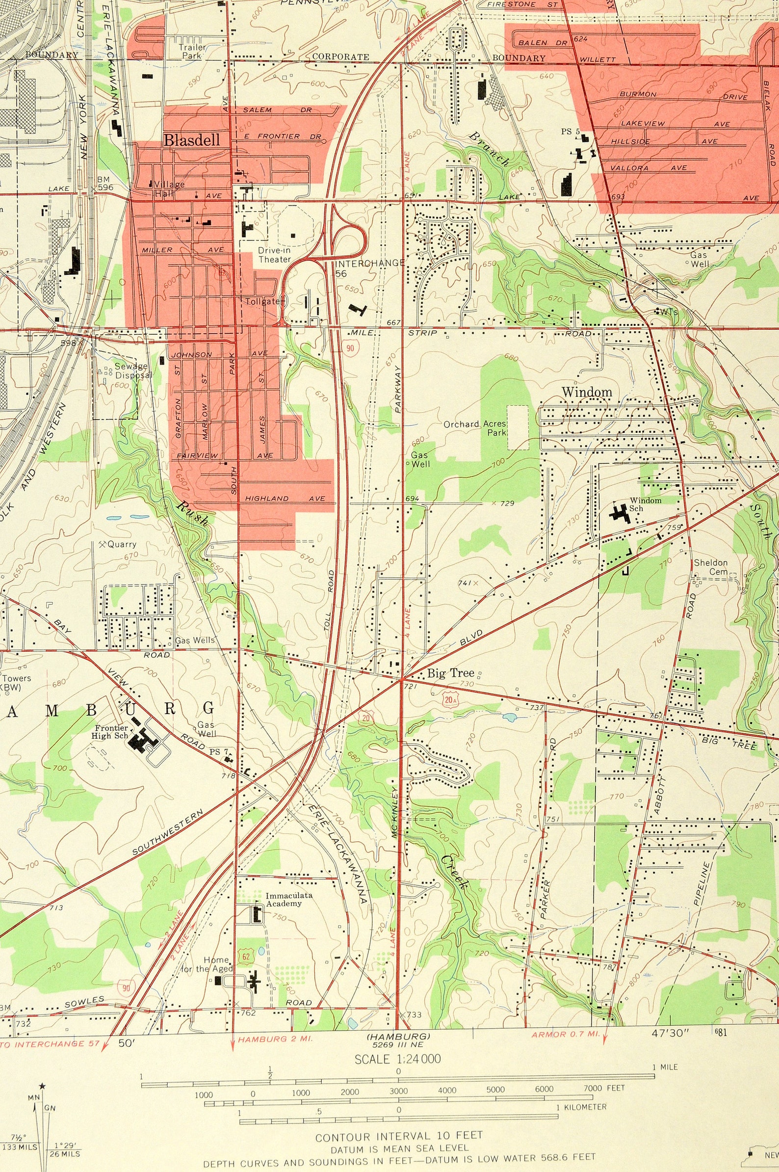 Buffalo Map of Lacawanna LARGE Topographic Survey West Seneca Athol ...