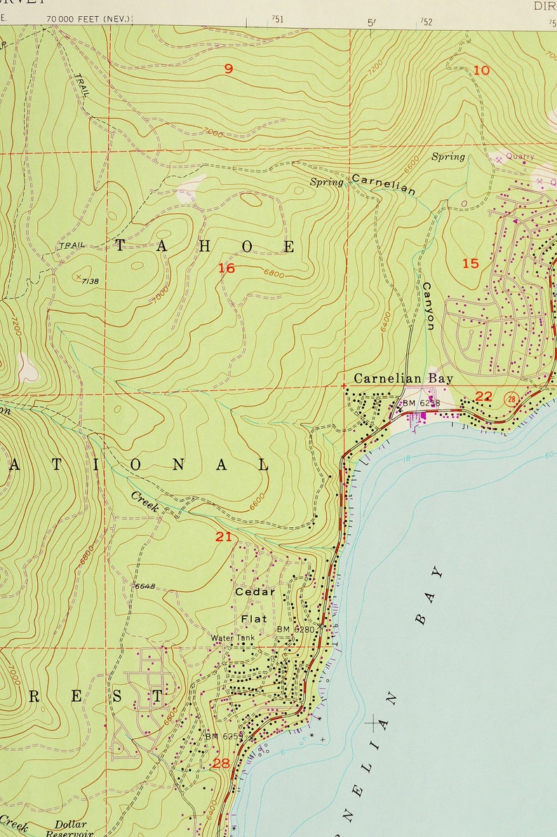 Tahoe National Forest Map of Kings Beach California Art Print | Etsy