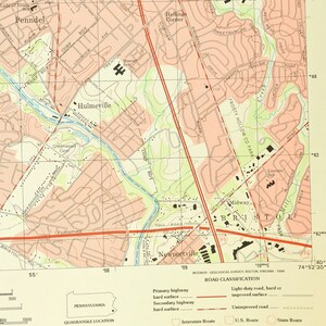 Langhorne Map of Newtown Pennsylvania Art Print Wall Decor LARGE USGS ...