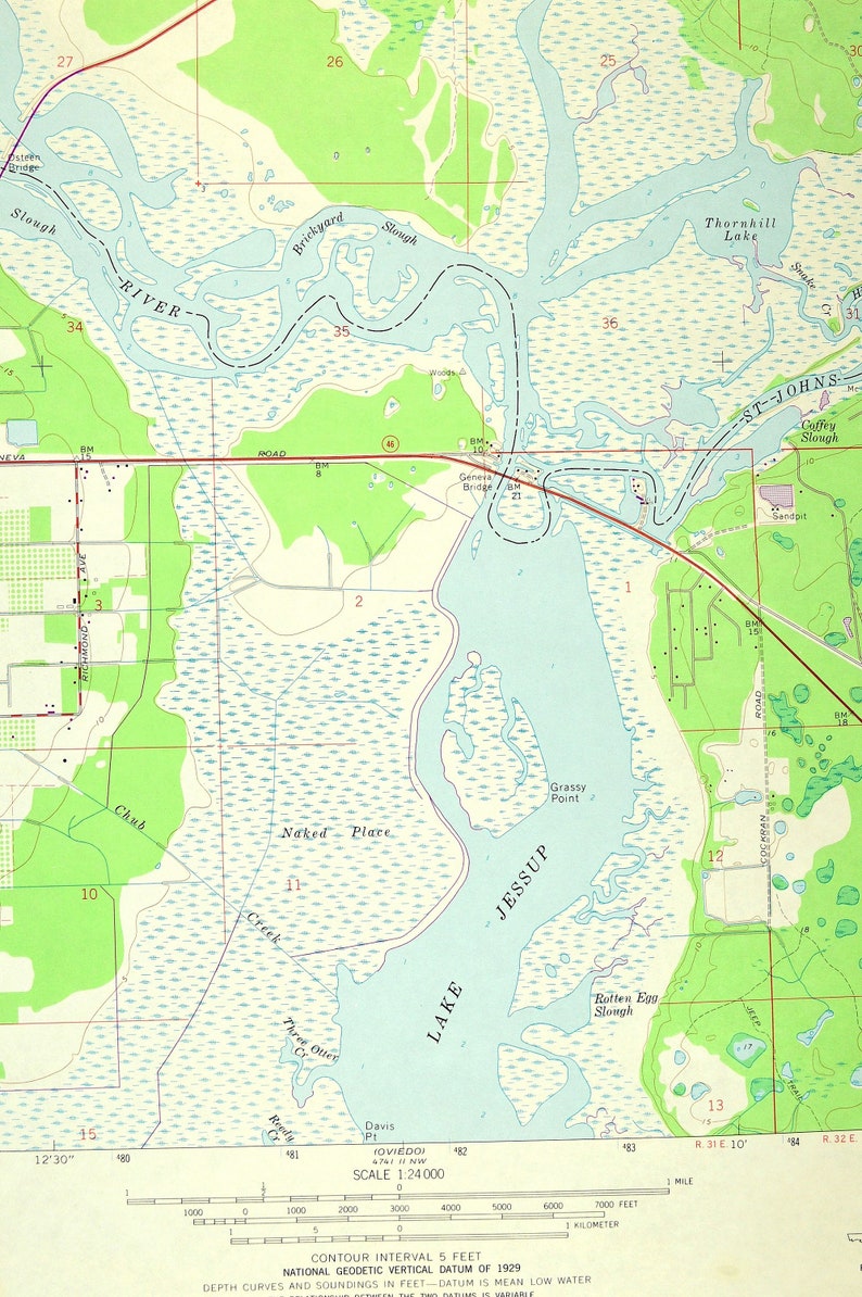 Osteen Map of Midway Florida Wall Art LARGE Topographic Survey Canaan ...