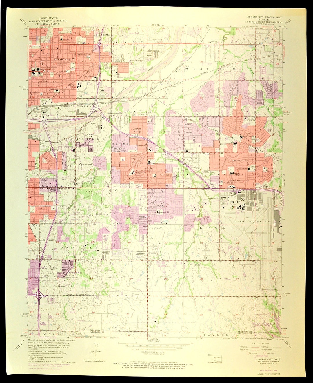 Oklahoma City Map of Midwest City Oklahoma Art Print Wall Decor Large ...