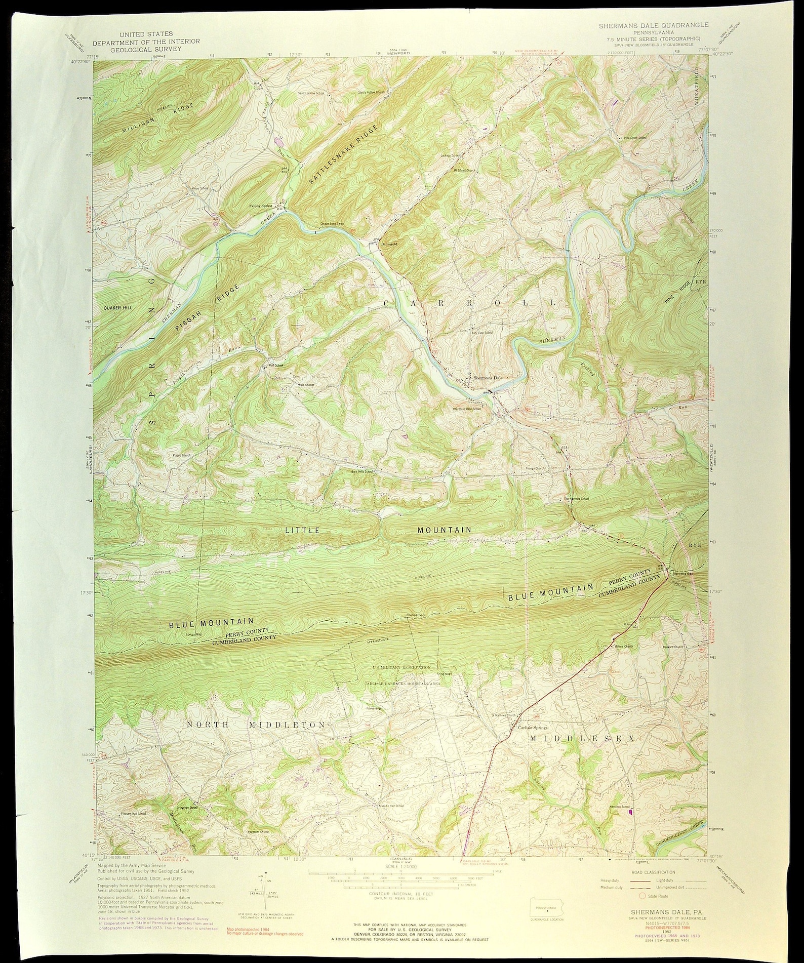 Shermans Dale Map of Carlisle Springs Pennsylvania Art Print | Etsy