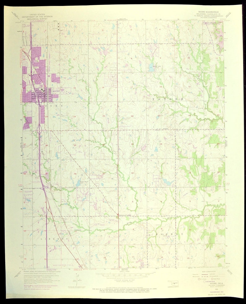 Moore Map of Taylor Oklahoma Art Print Wall Decor Large | Etsy