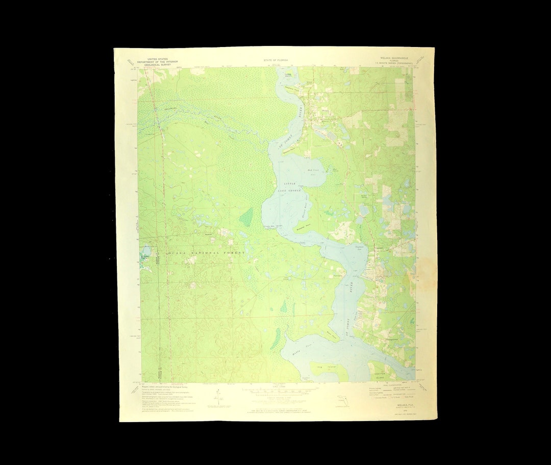 Welaka Map of Fruitland Florida Wall Art LARGE Topographic Survey ...
