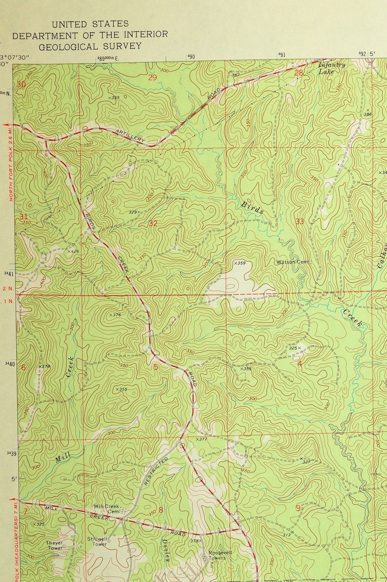 Fort Polk Map Military Reservation Louisiana Wall Art Print | Etsy
