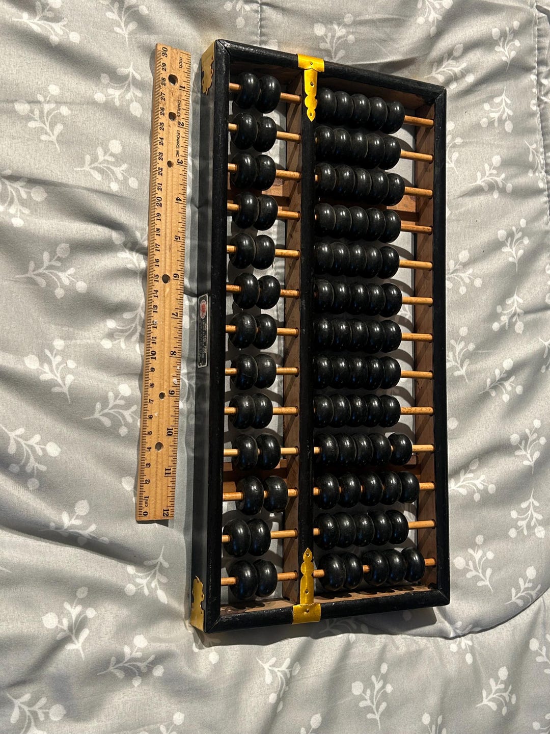 Vintage Chinese ABACUS Wood and Brass People’s Republic of China LOTUS ...