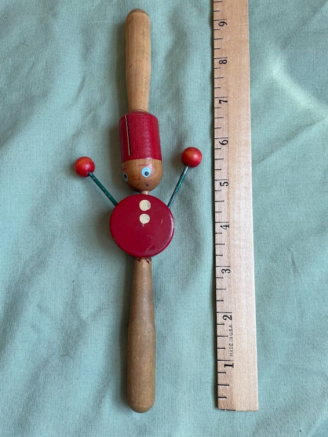 Antique Wooden Baby Toy Noise Maker Clacker Wooden Baby Toy Baby Gift ...