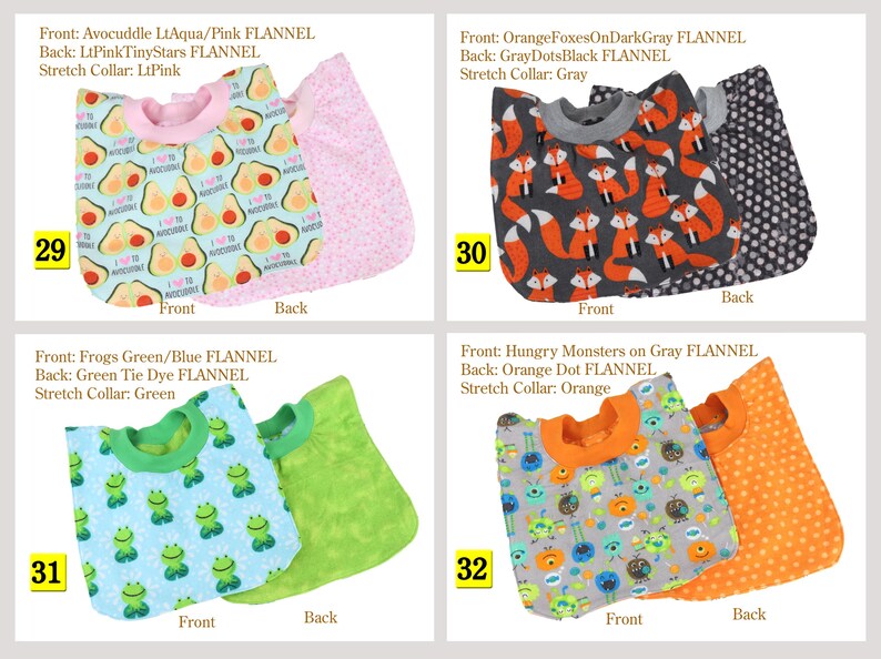 Reversible Baby Bib Pullover: Absorbent Cotton Flannel, Stretchy Neck ...