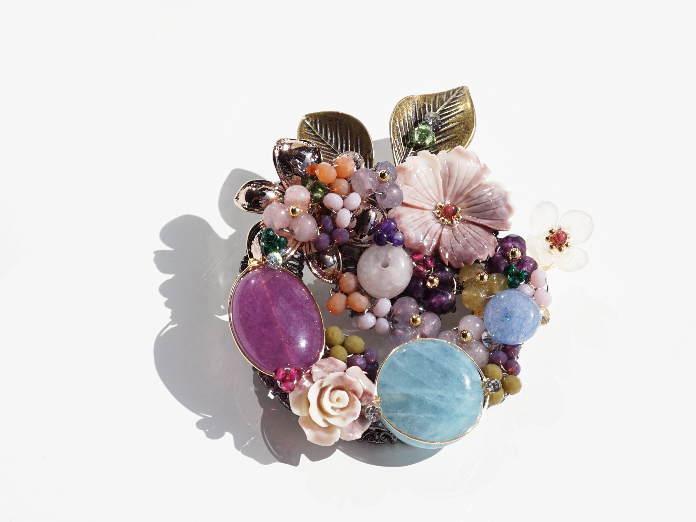 Gemstone brooch. Handcrafted brooch. Stone brooch. Crown | Etsy