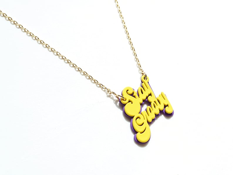 Stay Groovy Necklace. Letter Necklace. Double Plate Necklace. Cartoon ...