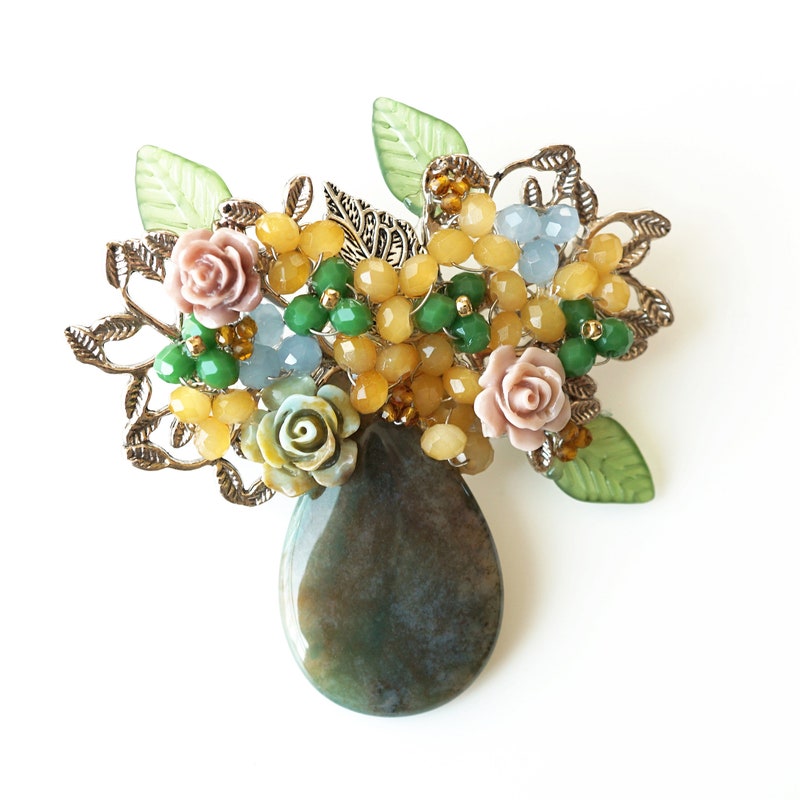 Gemstone Brooch - Etsy