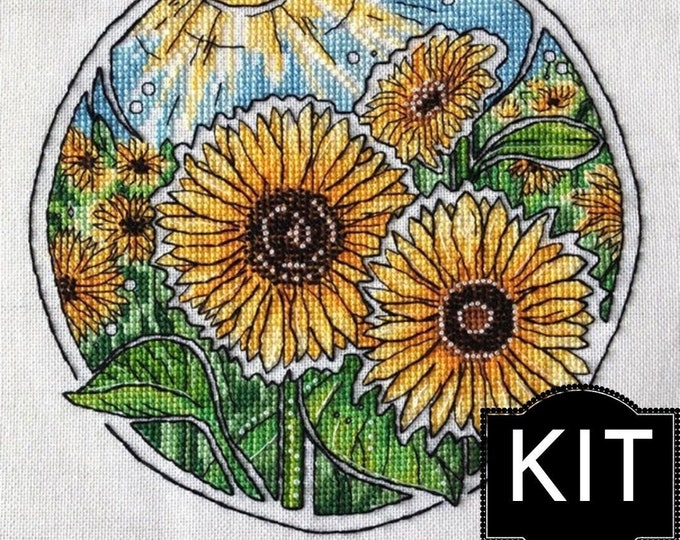 DIY Embroidery Sunflower Cross Stitch Kit - Etsy