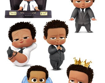 Boss Baby Afro Boy Clipart Png Bundle Digital Download Boss Baby Afro ...