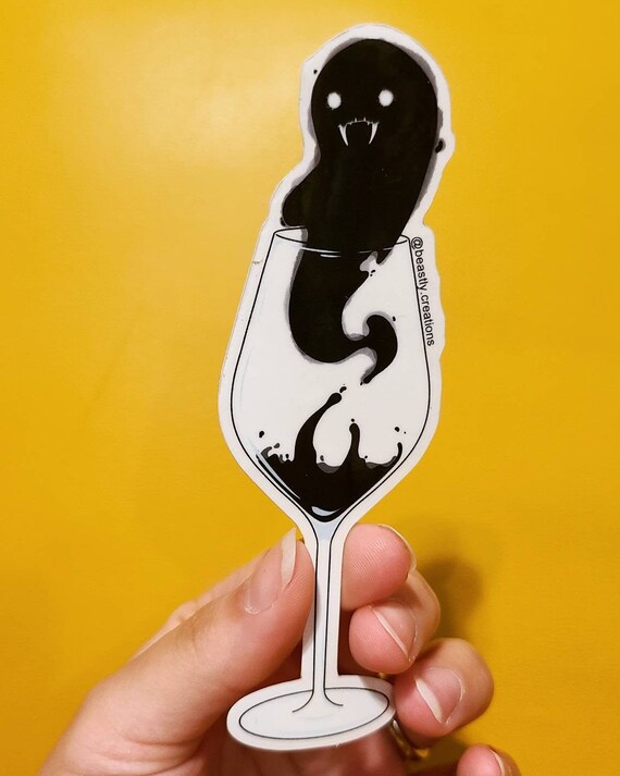 Wine Ghost Creature Vinyl Indoor Outdoor UV Protected Sticker | Etsy