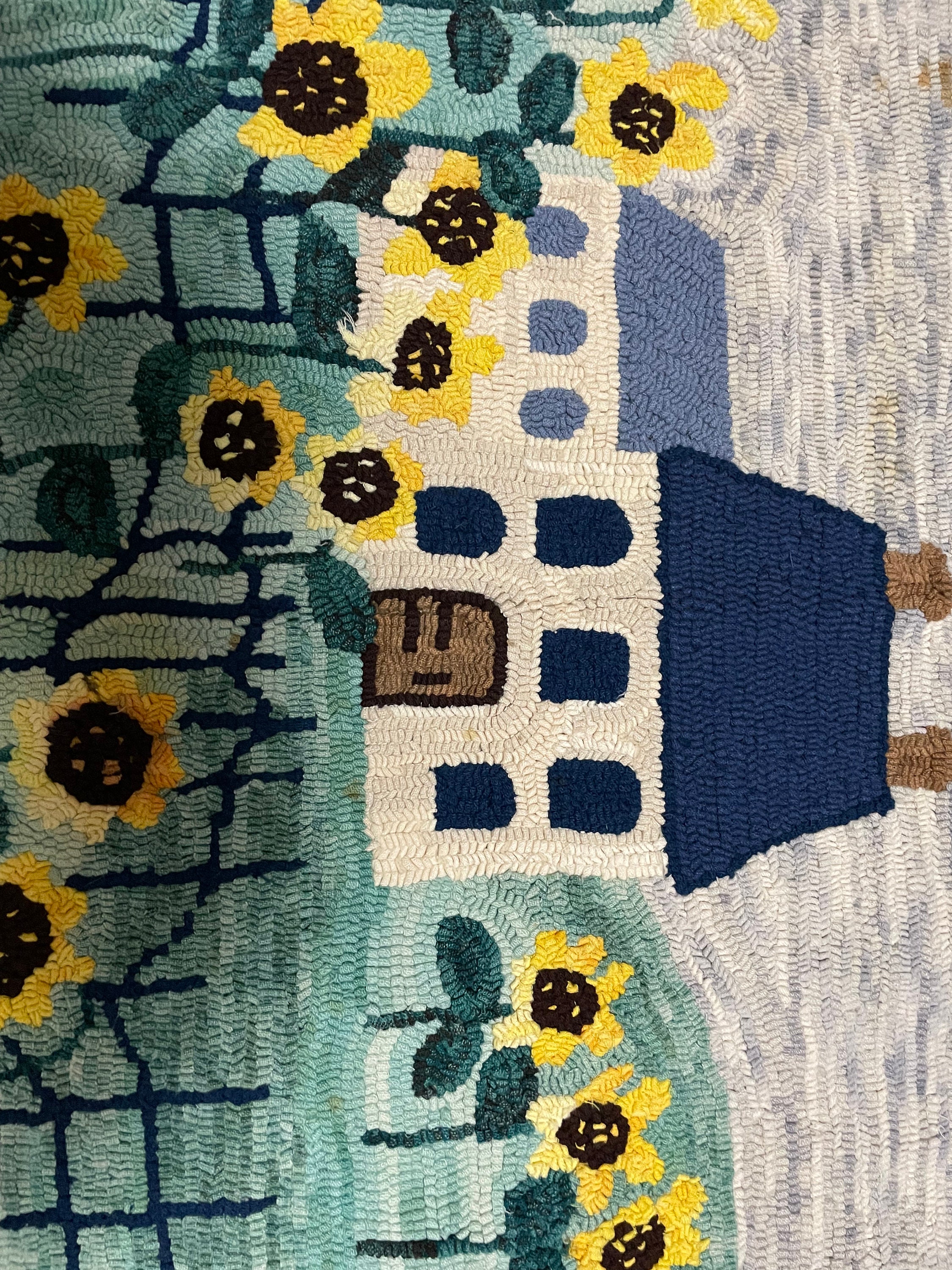 Colonial Home With Sunflowers Hand Hooked Rug - Etsy