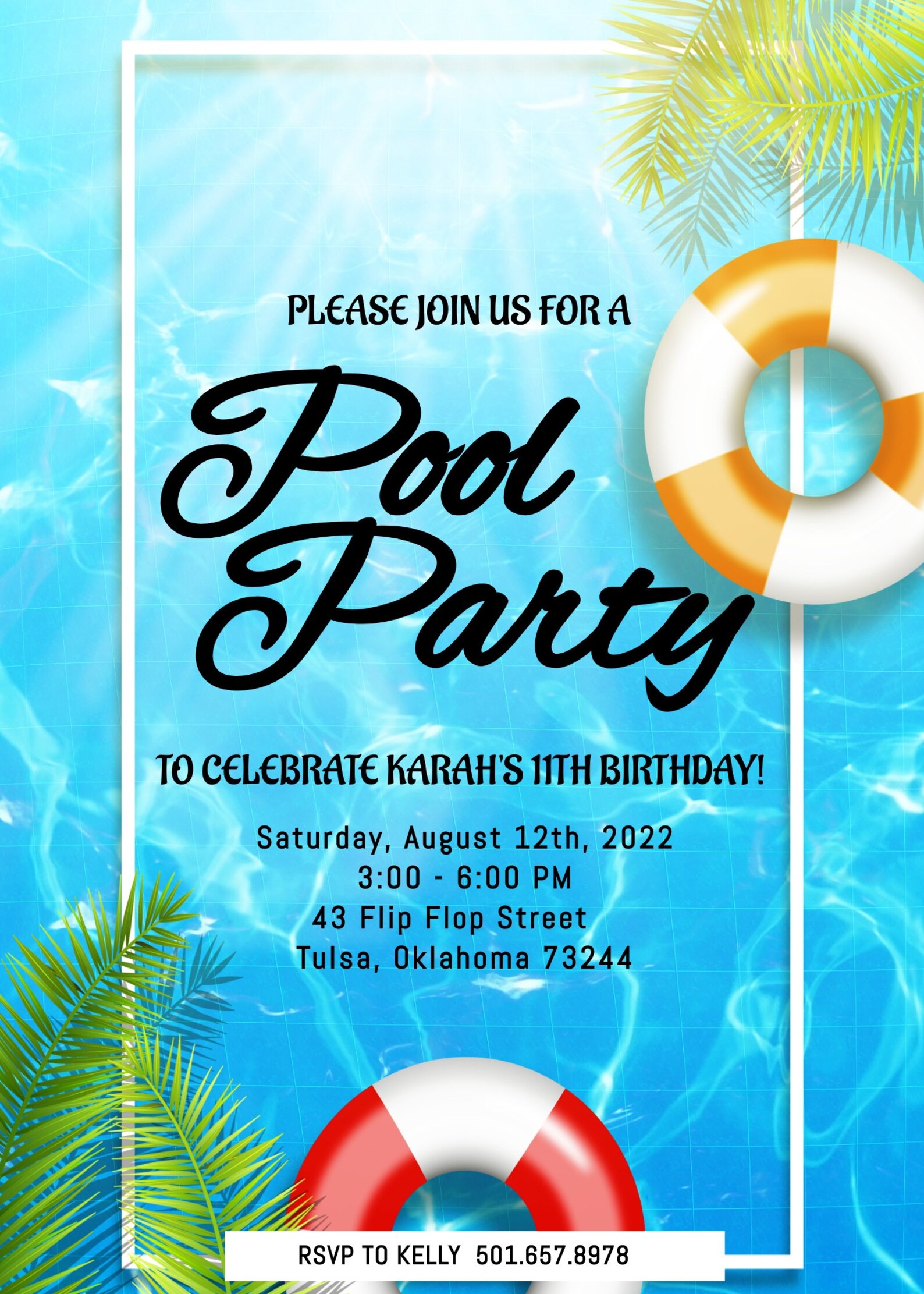 Pool Party Invitación de cumpleaños w / Gracias Etiquetas | Etsy España