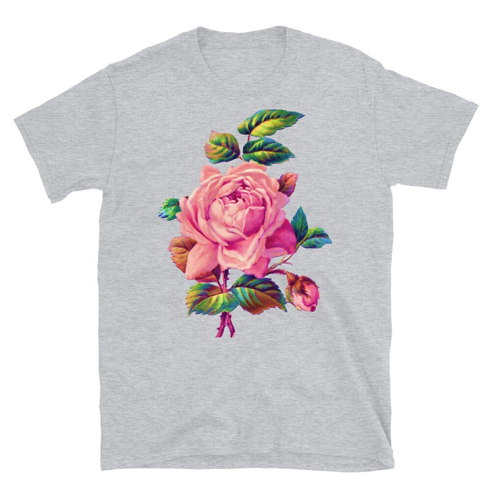 Beautiful Victorian Pink Rose Art, Soft Style Lightweight Unisex T ...