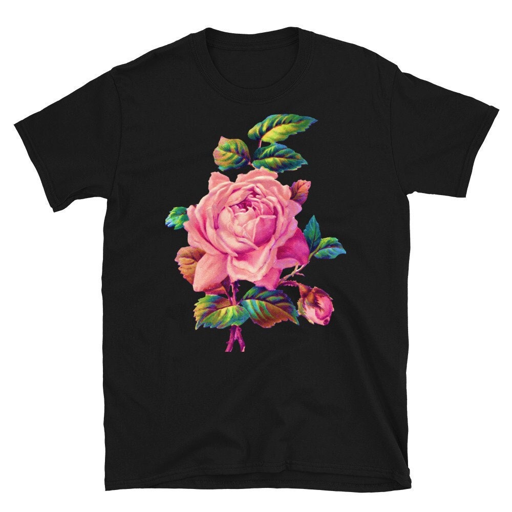 Beautiful Victorian Pink Rose Art, Soft Style Lightweight Unisex T ...