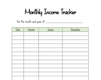 Income Tracker Printable | Etsy