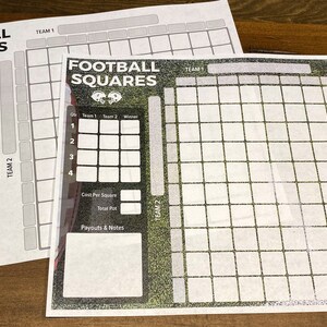 Printable Football Squares - 4 Quarter Payouts - 11x8.5" Download ...