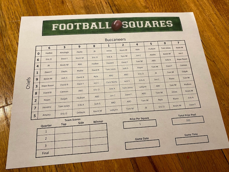 Football Squares Excel Template (unlimited Games) - Football Pool Excel ...