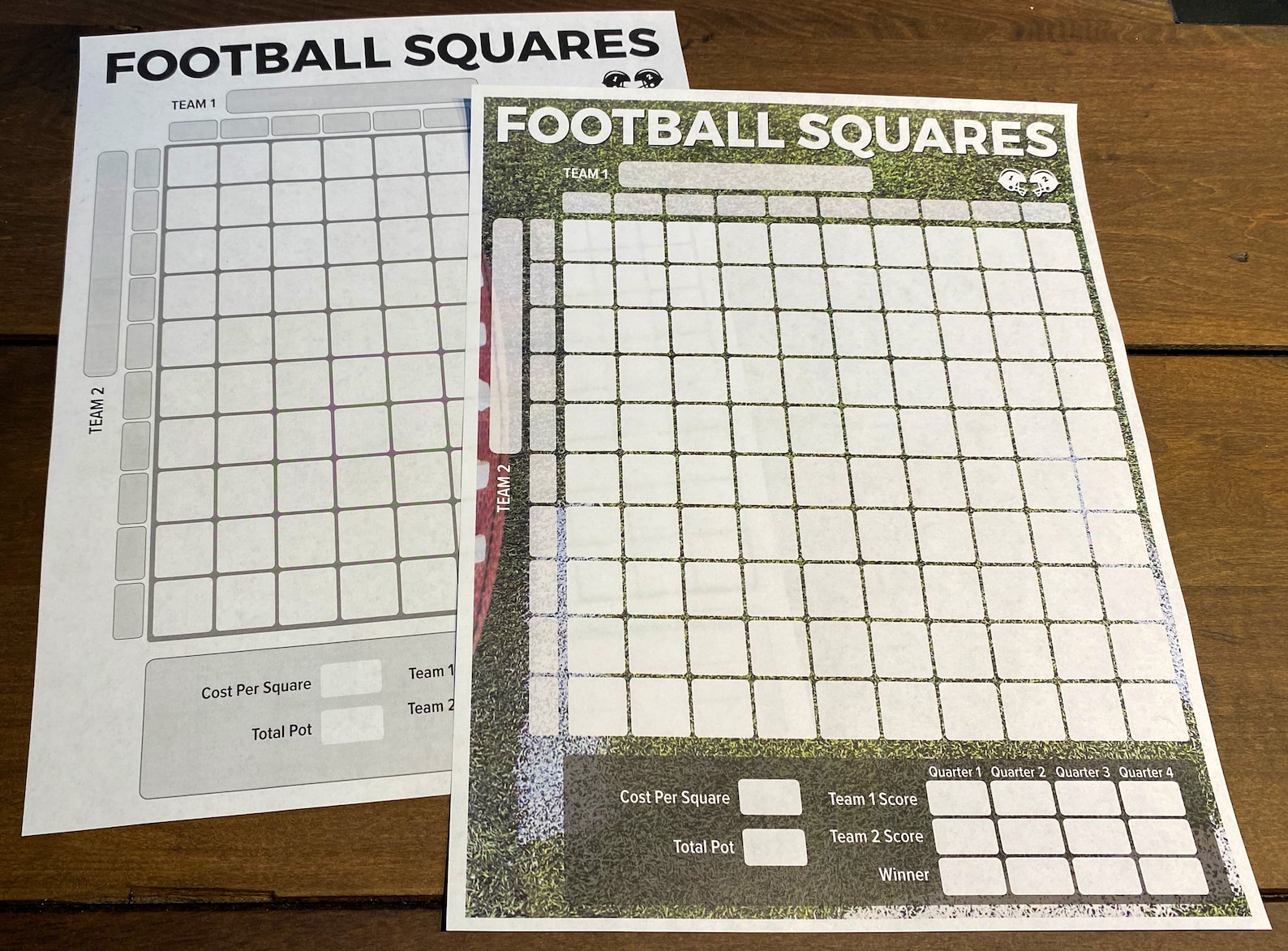 Printable Football Squares - 4 Quarter Payouts - 8.5x11" Download ...