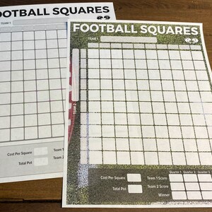 Printable Football Squares - 4 Quarter Payouts - 8.5x11" Download ...