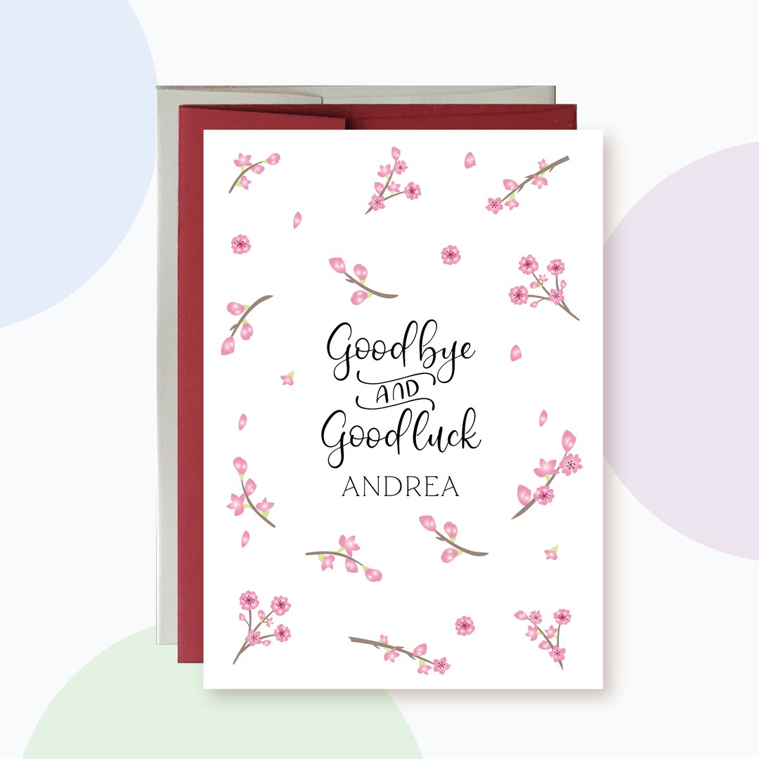 Custom Good Bye and Good Luck Card, Cherry Blossom Card for Coworker ...