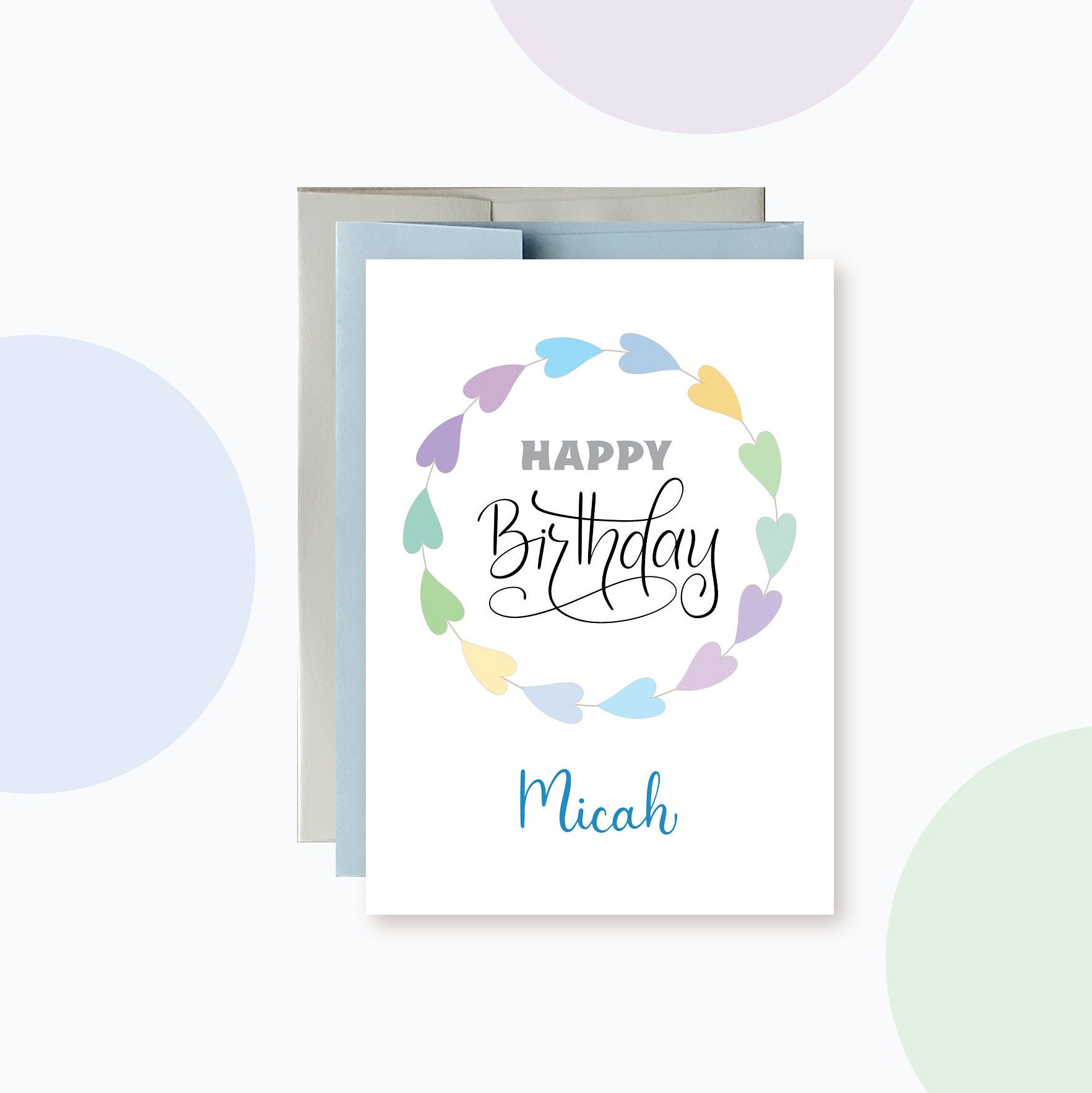 Personalized Hearts Birthday Card Kids Birthday Card - Etsy
