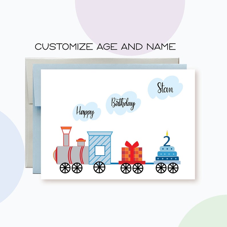 Personalized Train Birthday Card for Kids First Birthday Card - Etsy