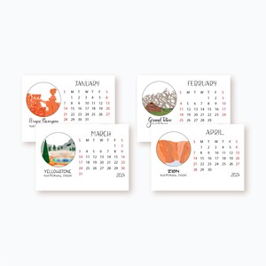 2024 2025 National Parks 12 Month Mini Desk Calendar, Stand Option ...