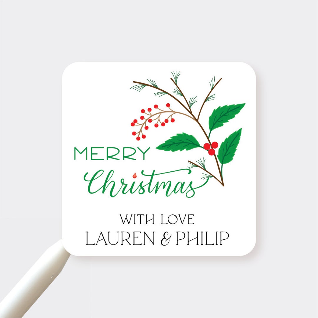Custom Christmas Stickers Set of 12 | 2 X 2 Inch | Personalized Merry ...