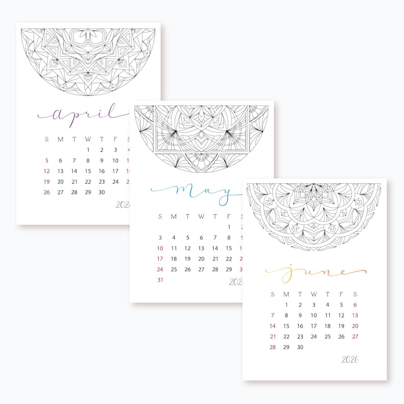 2026 - 2027 Mandala Coloring Desk Calendar | Optional Stand | Refill ...