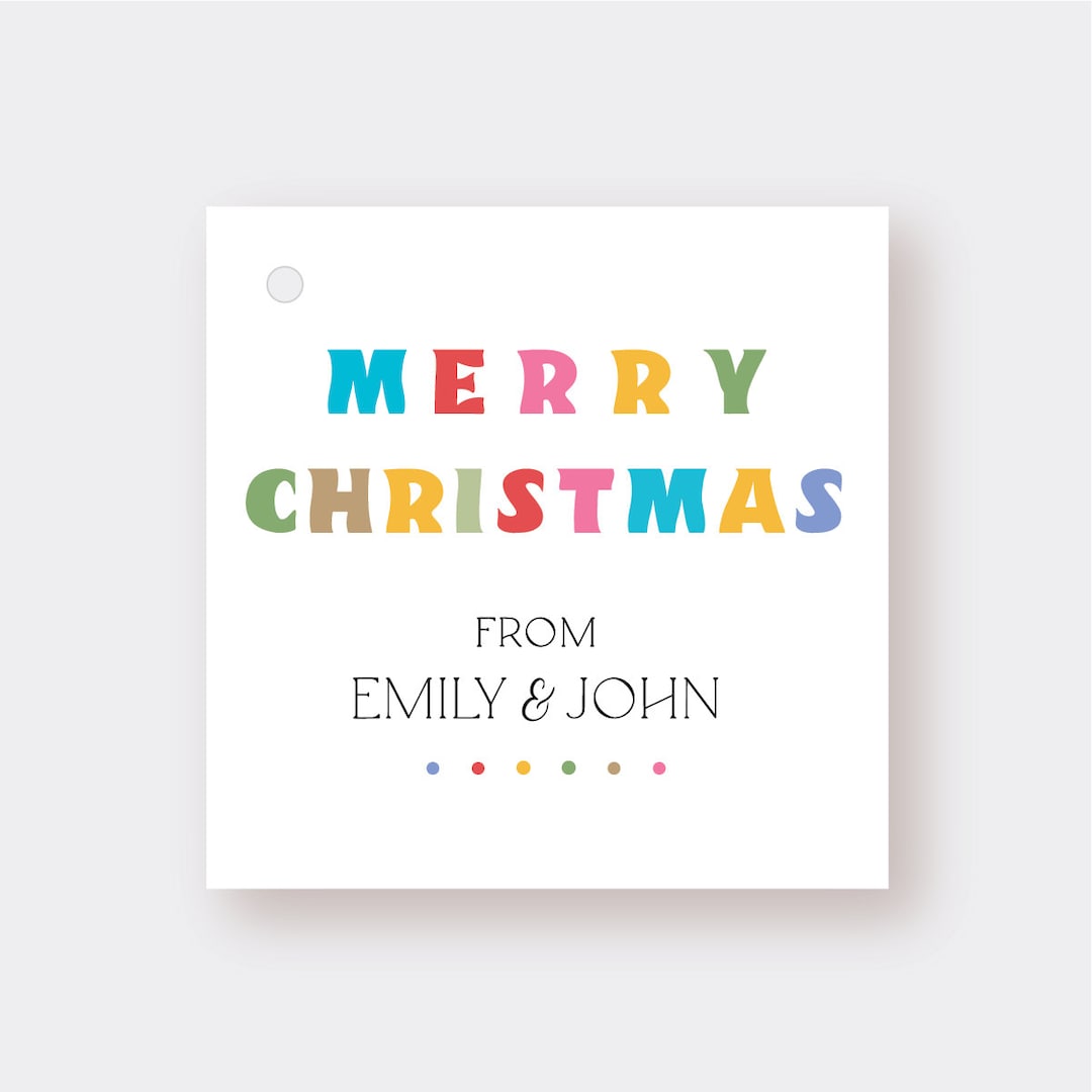 Custom Christmas Gift Tags Set of 12 - Merry Christmas Colorful Gift ...