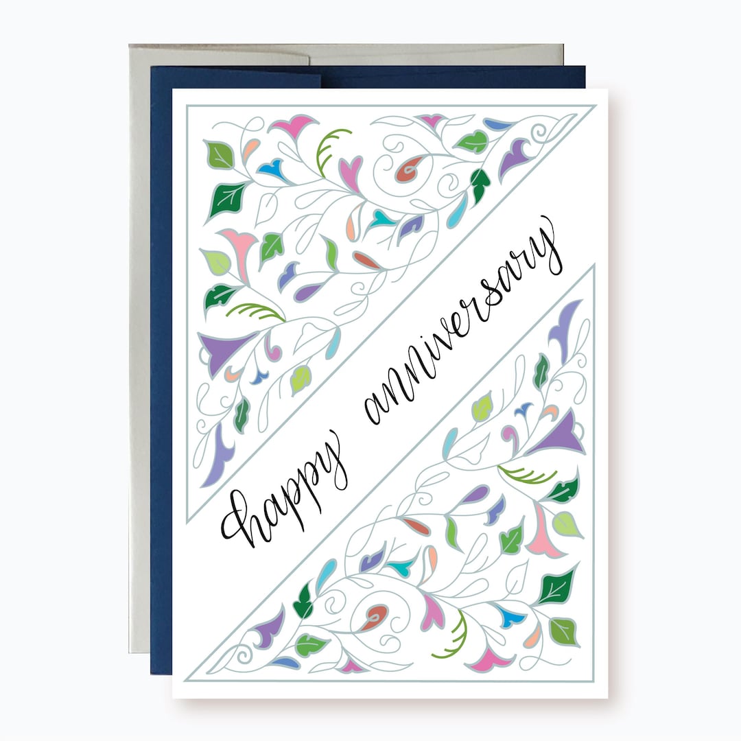Floral Anniversary Card, Anniversary Card for Girl Friend, Card for ...