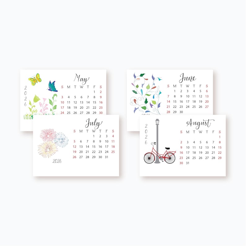 2026 - 2027 Mini Desk Calendar, Stand Option, Choose Start Month ...